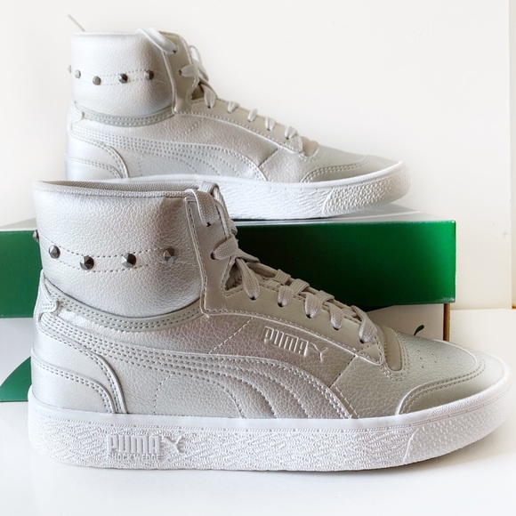 Puma | Shoes | Puma Ralph Sampson High Rise Silver Lthr Sneaker | Poshmark